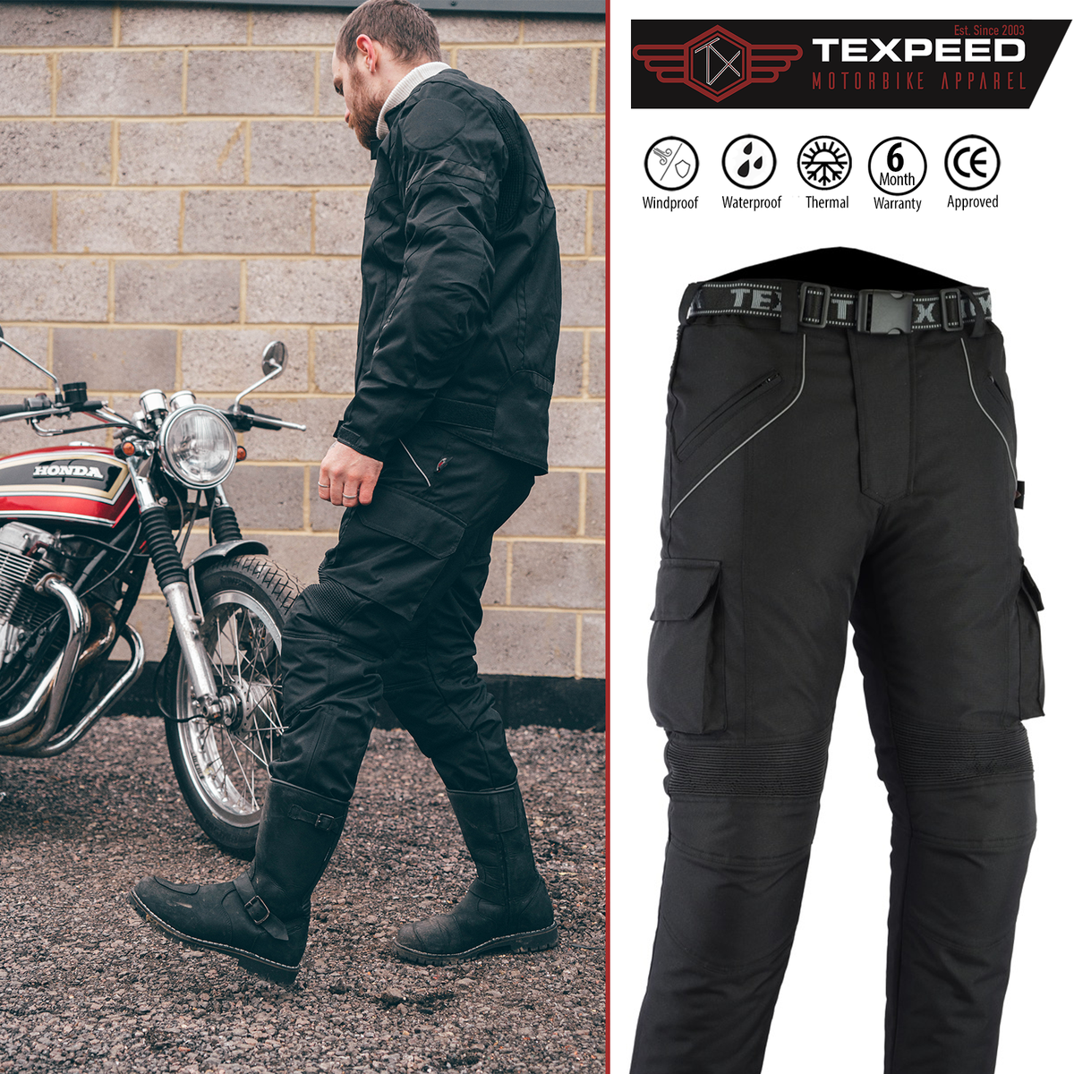 Waterproof Motorcycle Trousers with CE Armour | Texpeed