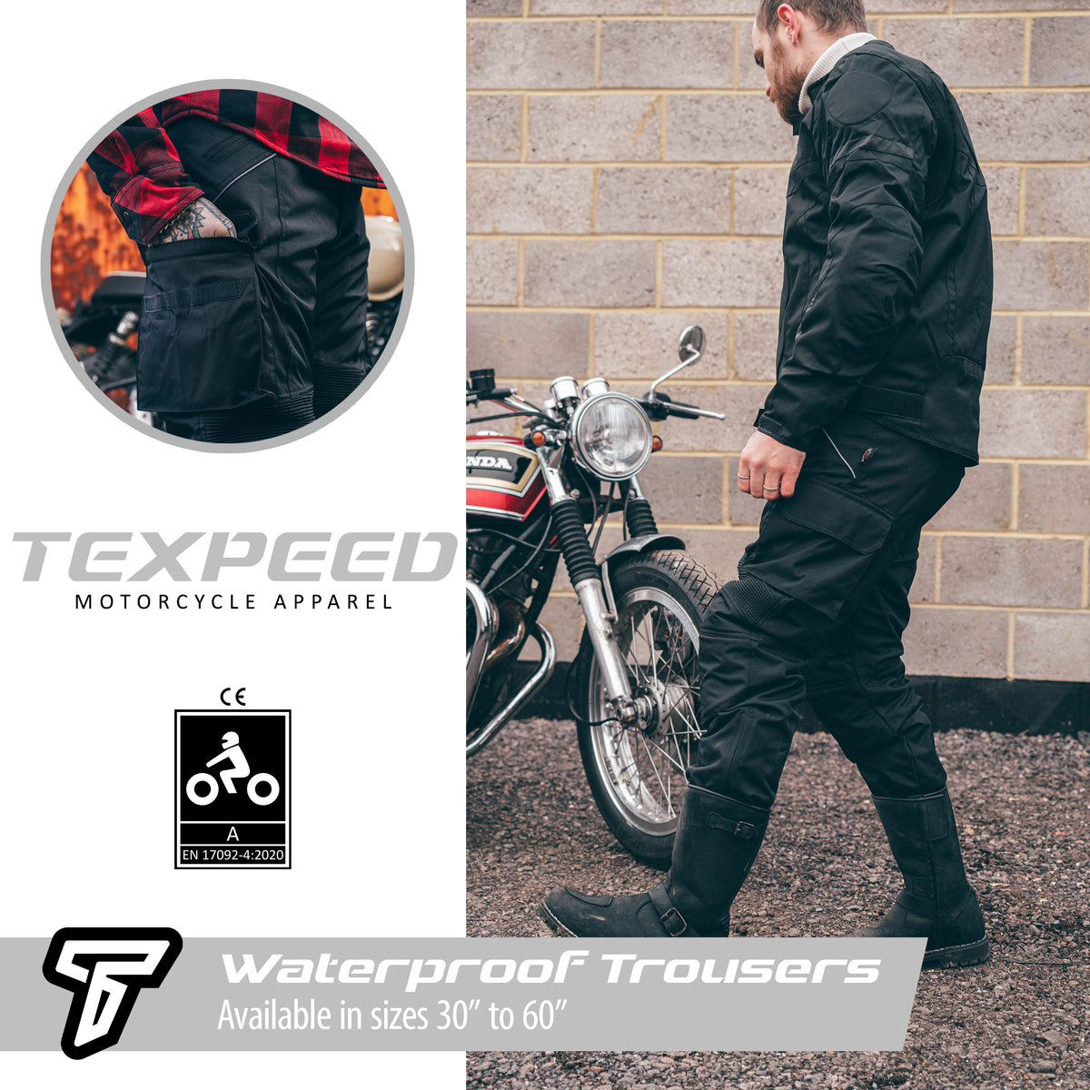 Waterproof Motorcycle Trousers with CE Armour | Texpeed