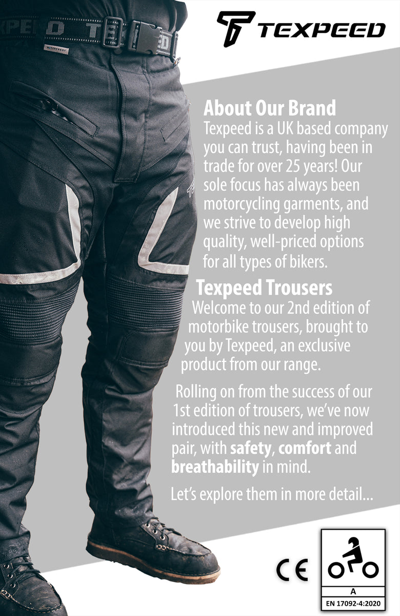 Texpeed Cordura Motorbike Trousers with CE Protective Armour