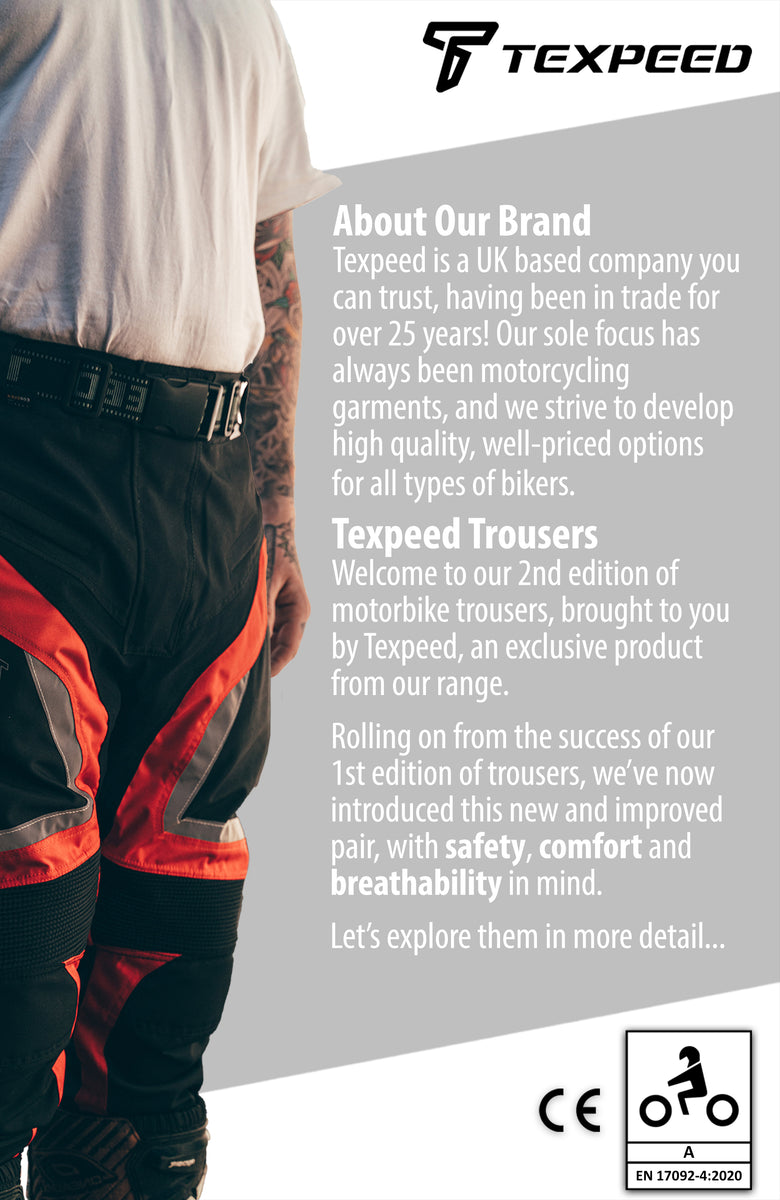 Waterproof Textile Motorcycle Trousers with CE Protective Armour | Texpeed