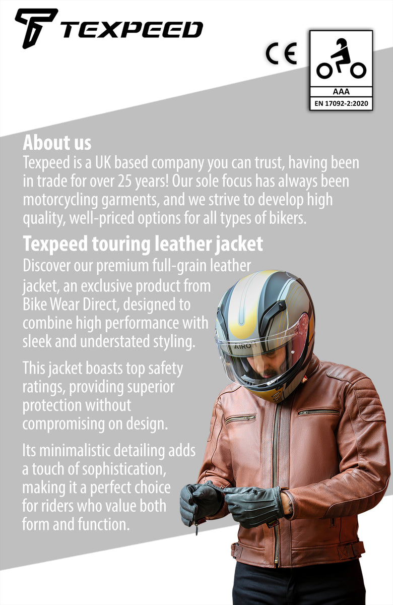 Buy Texpeed Brown Leather Touring Motorcycle Jacket