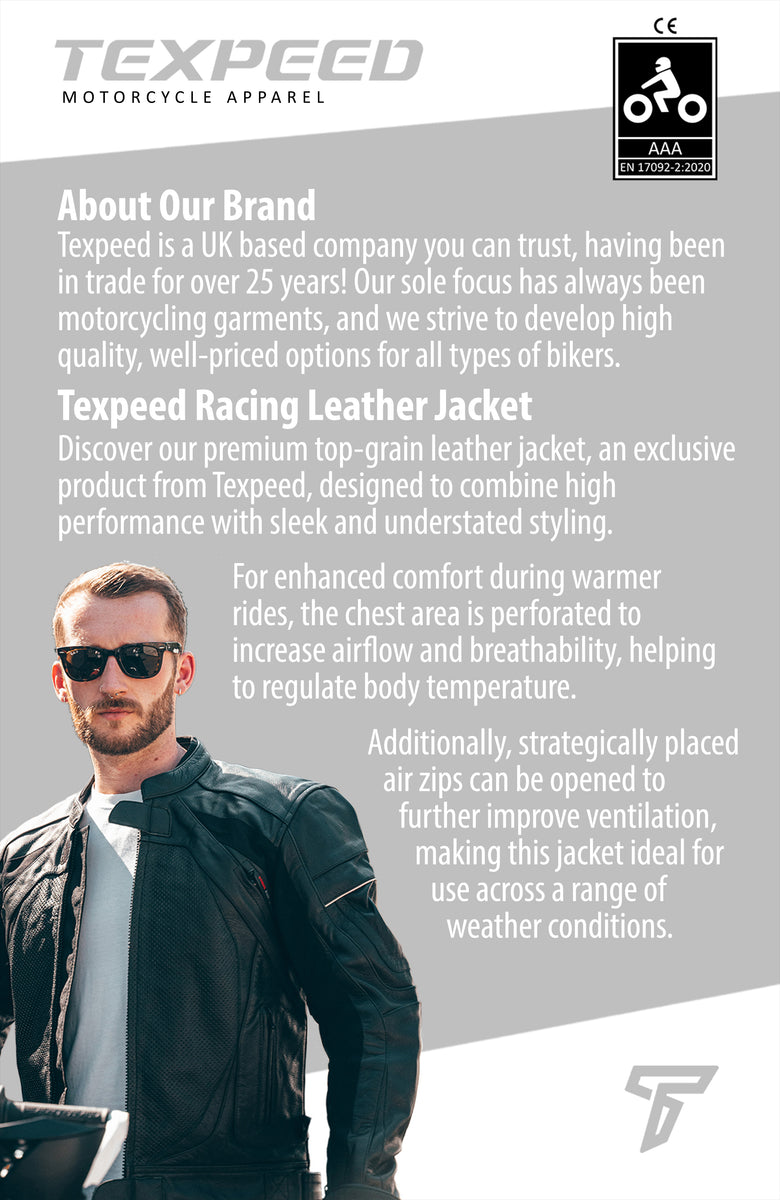 Racing Inspired Leather Motorcycle Jacket – Texpeed