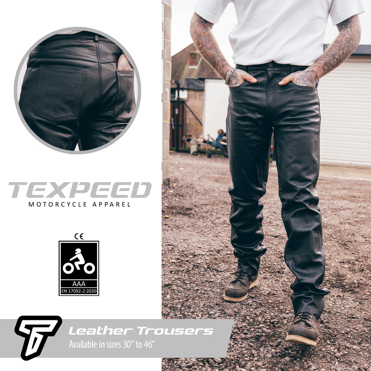 Order Black Leather Motorbike Trousers | Texpeed
