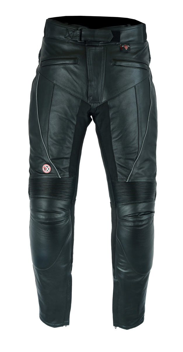Black Leather Touring Motorbike Trousers | Texpeed