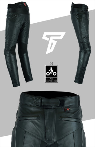 Black Leather Touring Motorbike Trousers | Texpeed