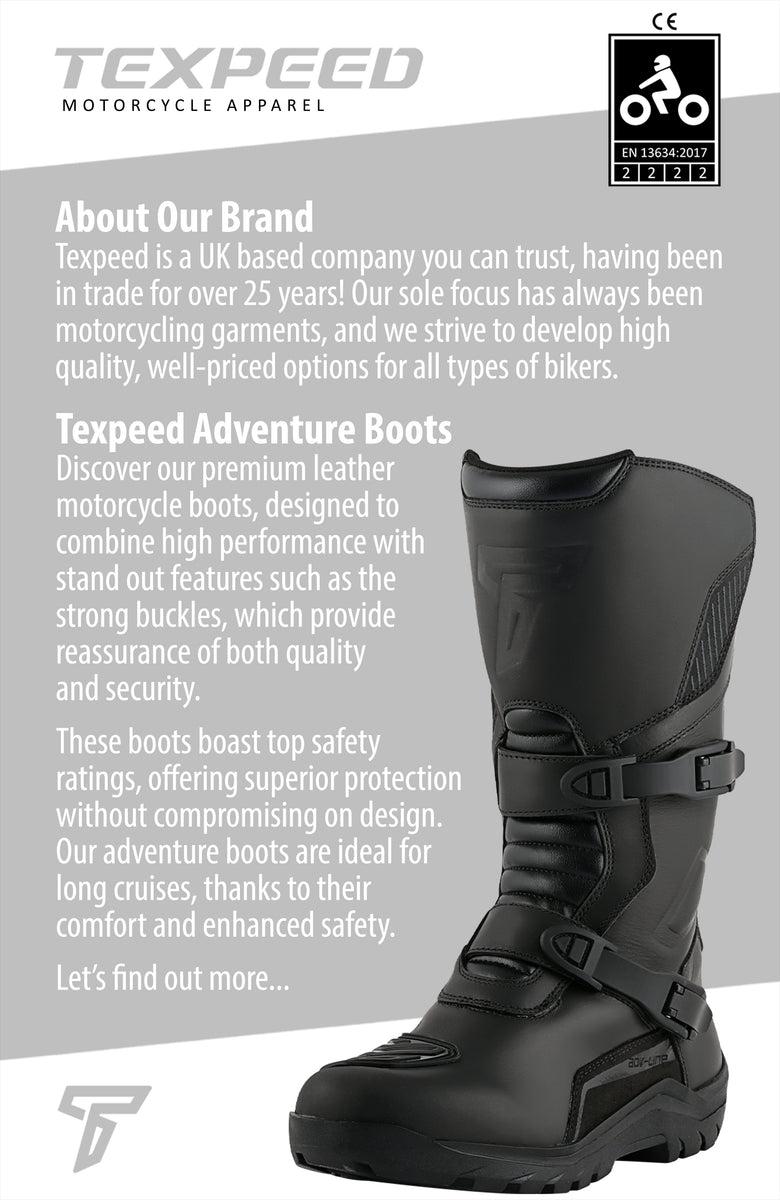Texpeed CE Motorcycle Boots – Waterproof Leather Riding