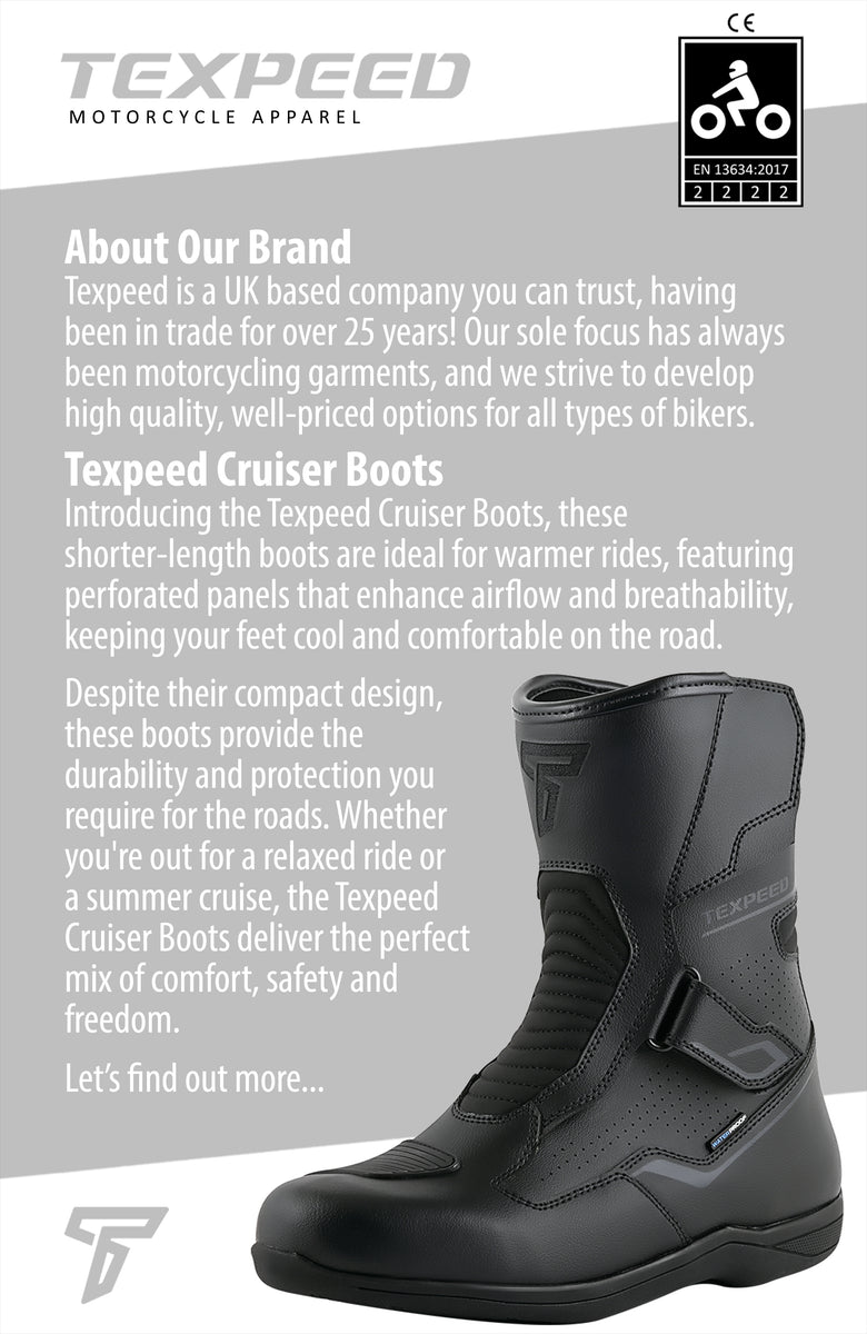 Texpeed Short CE Waterproof & Street‑Ready Motorcycle Boots