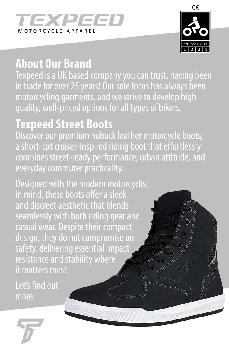 Nubuck Leather Motorcycle Trainers with CE Armour | Texpeed