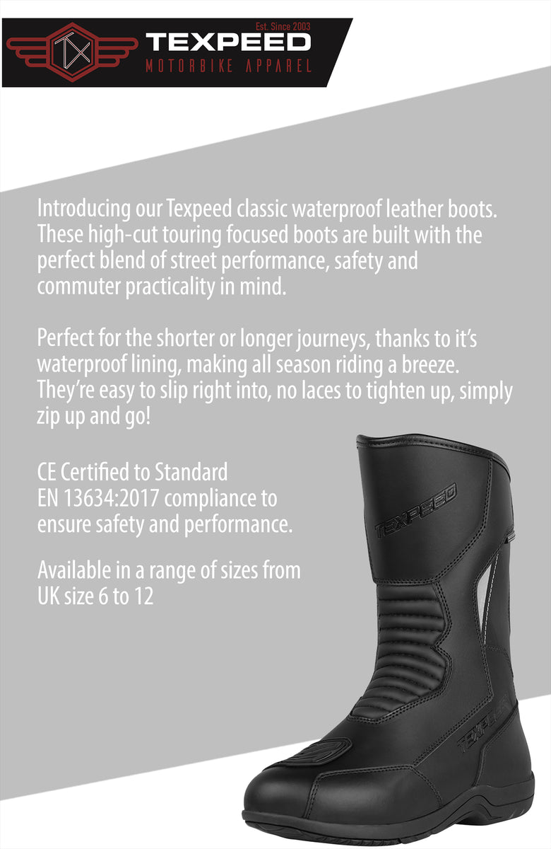 Waterproof Leather Motorcycle Boots with CE Armour | Texpeed