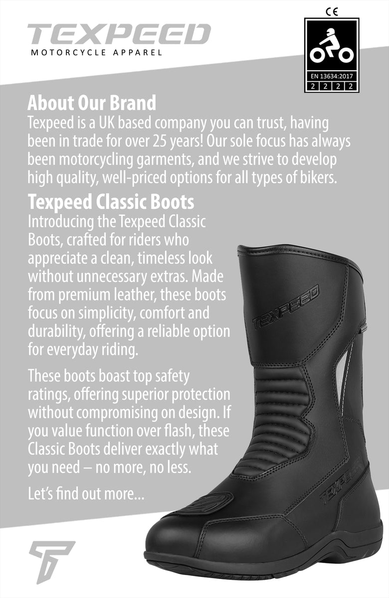 Waterproof Leather Motorcycle Boots with CE Armour | Texpeed